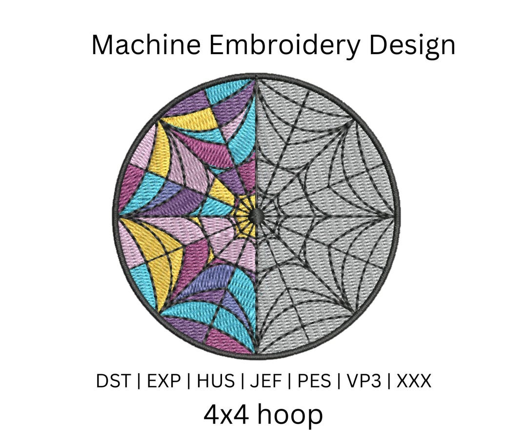 Stained Glass Spider Web Machine Embroidery Design (instant Download ...