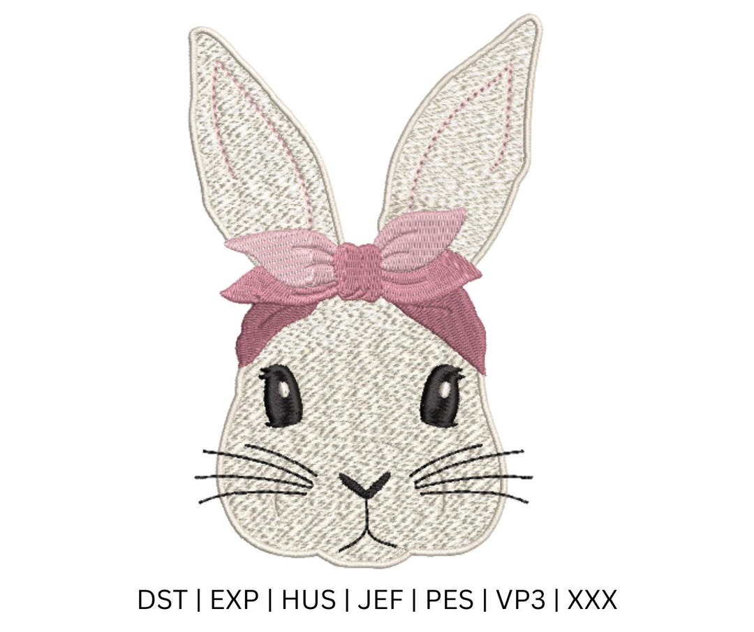 Retro Easter Bunny Embroidery Design, Hippie Rabbit Face (instant ...
