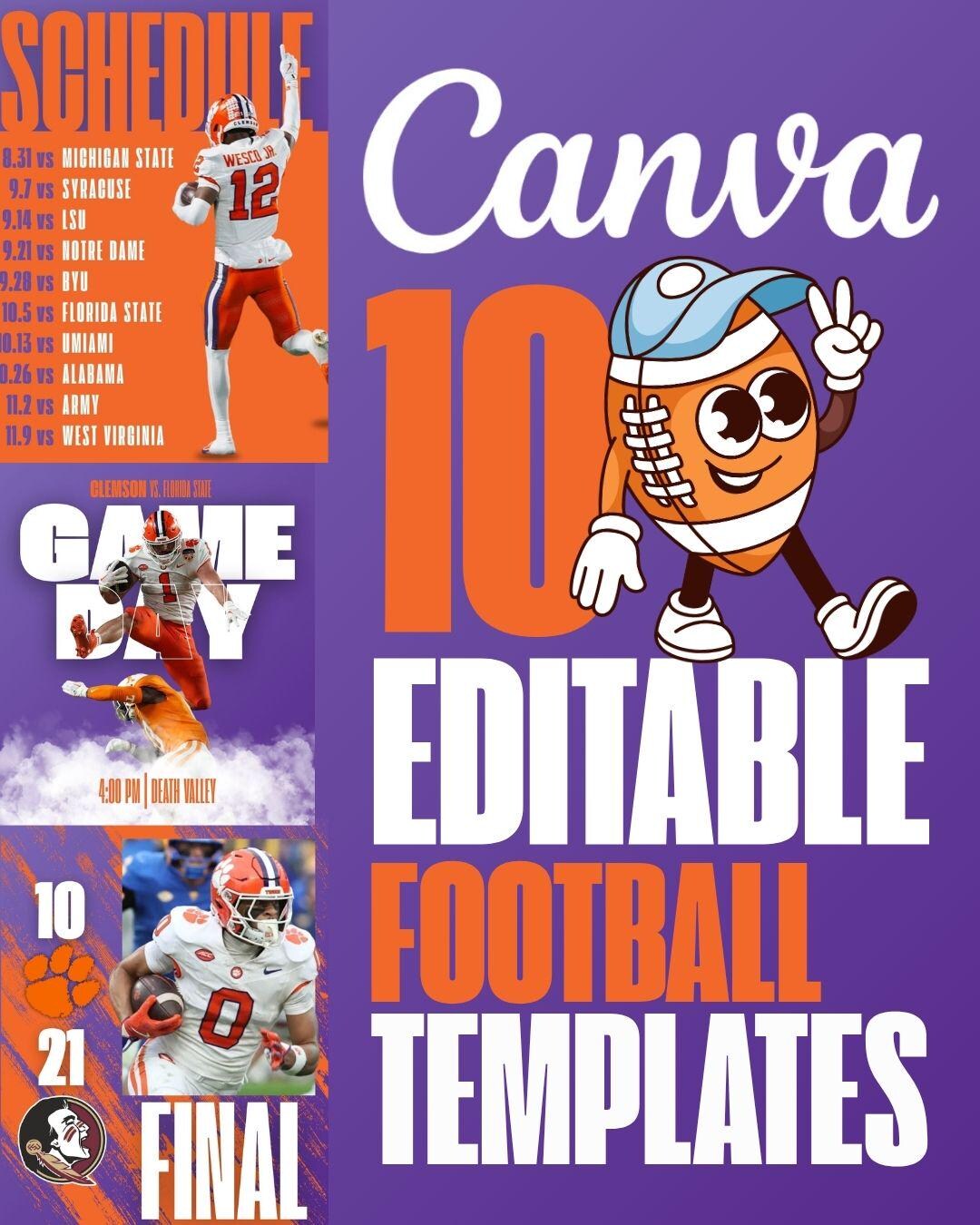 10 Editable Football Sports Social Media Digital Templates - Canva - Etsy