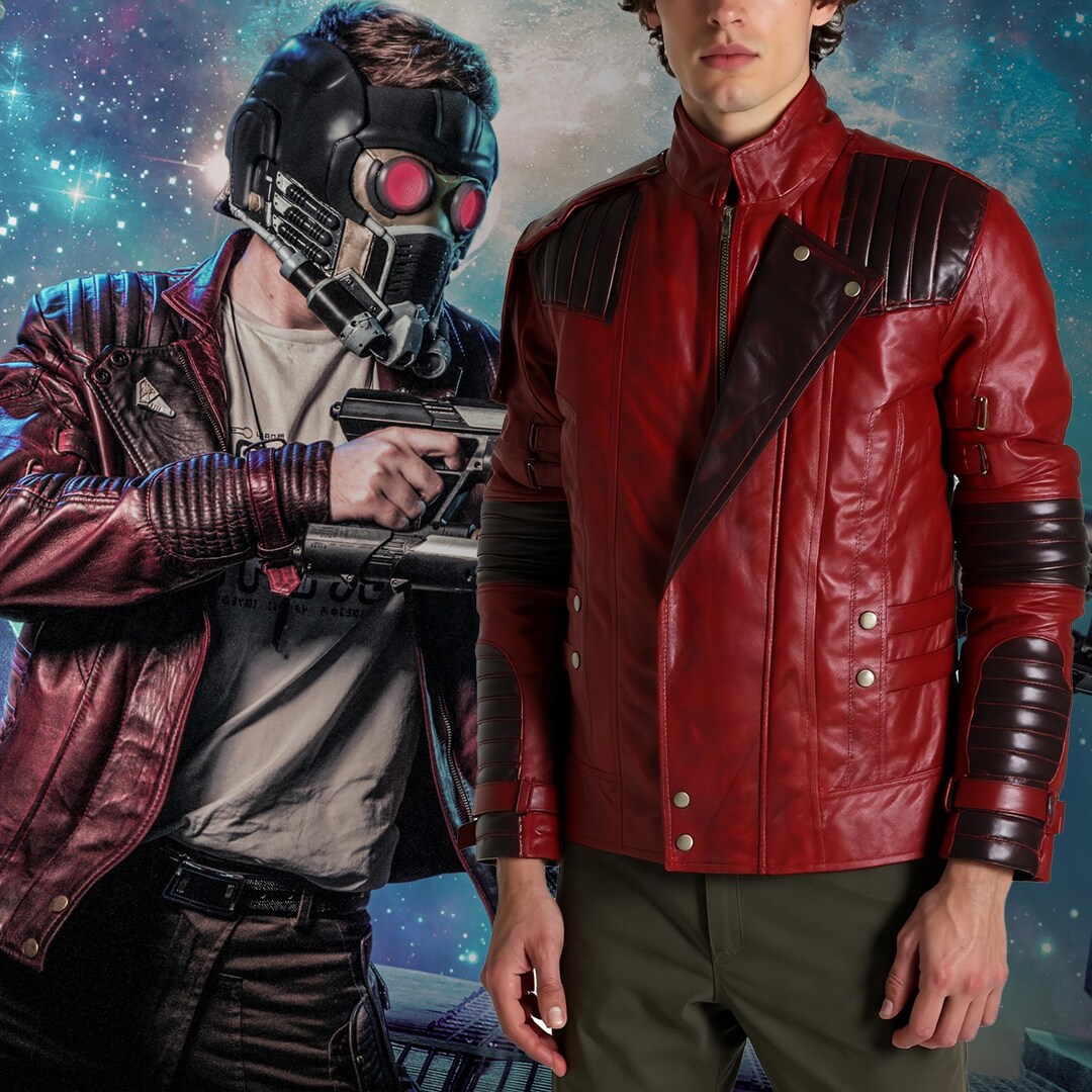 GOTG 2 Star Lord Red Leather Cosplay Jacket - Peter Quill Guardians of ...