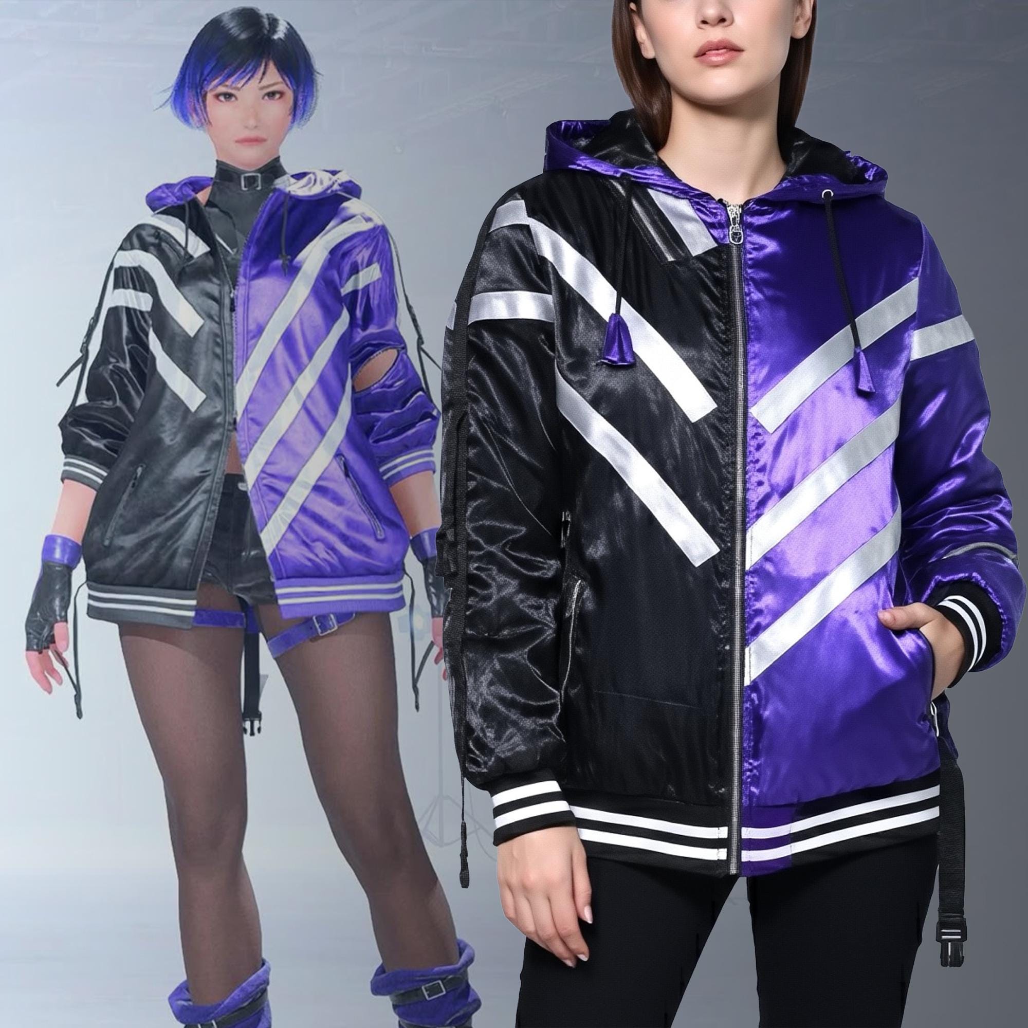 Tekken 8 Reina Mishima Cosplay Satin Jacket, Tekken 8 Gaming Cosplay ...