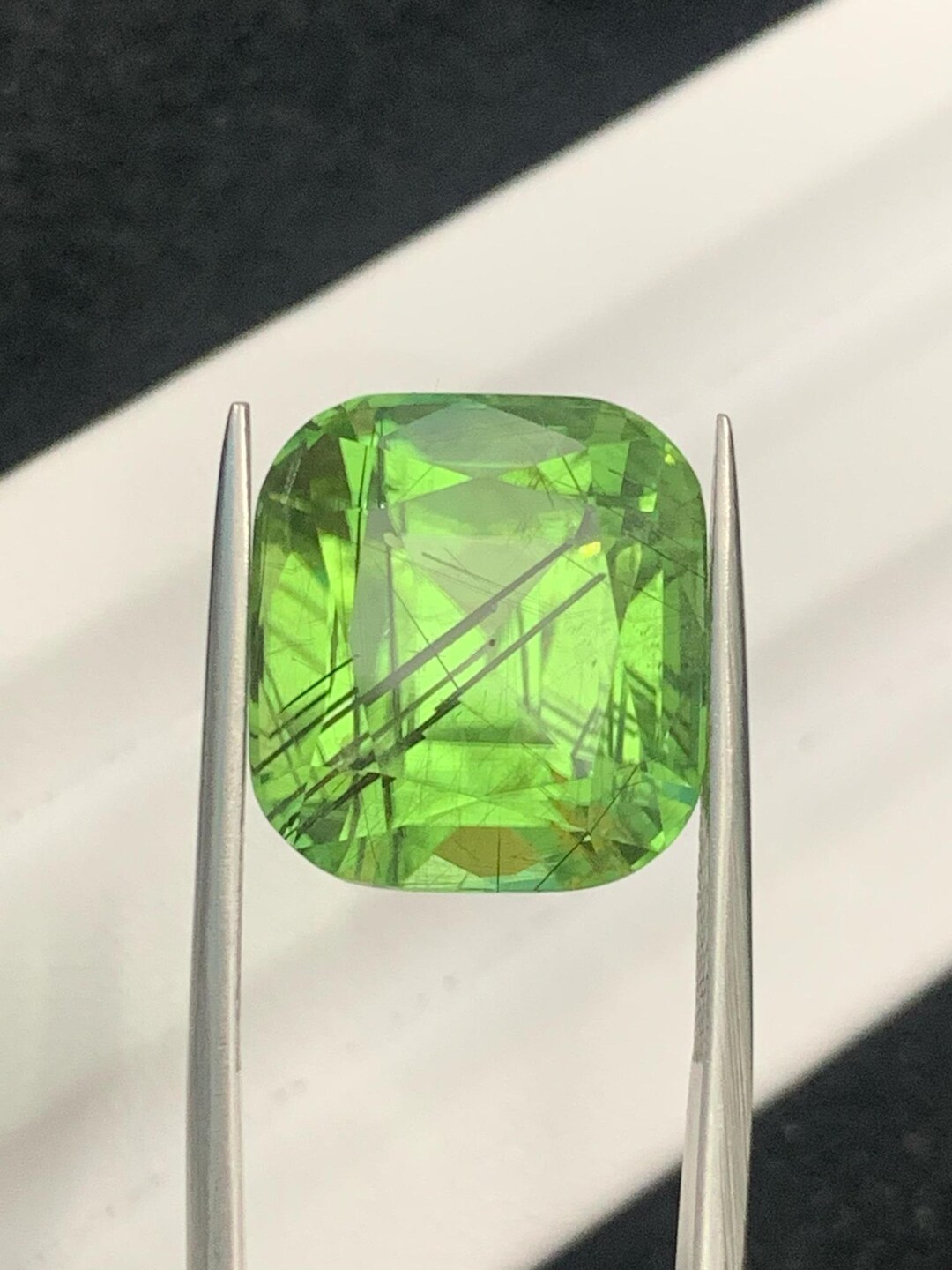 Rare Ludwigite Inclusions Peridot Cushion-cut Collector's Gem | Peridot ...