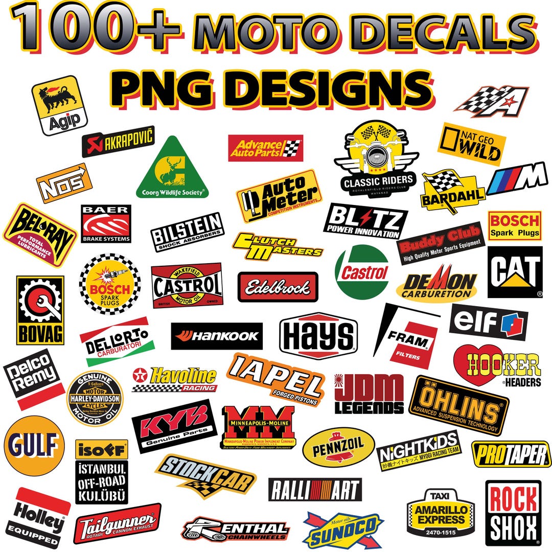 Moto Decals Png Designs Bundle, Auto Car Dirt Bike Stickers Design ...