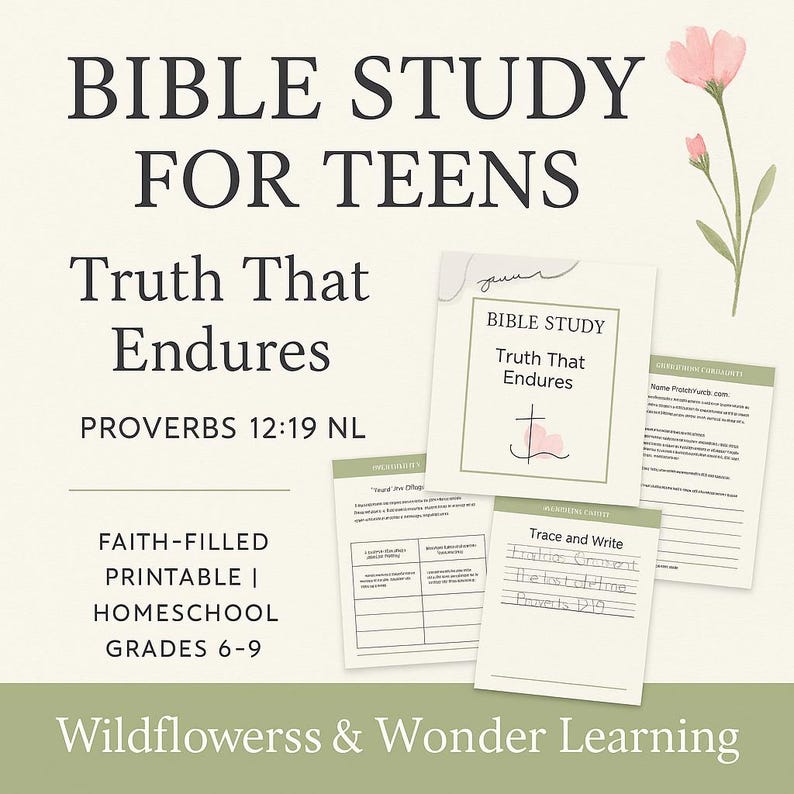 Bible Study for Teens Printable or Digital | Proverbs 12:19 NLT (PDF ...