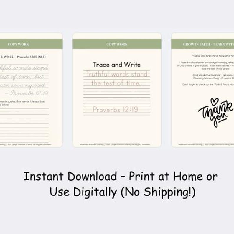 Bible Study for Teens Printable or Digital | Proverbs 12:19 NLT (PDF ...