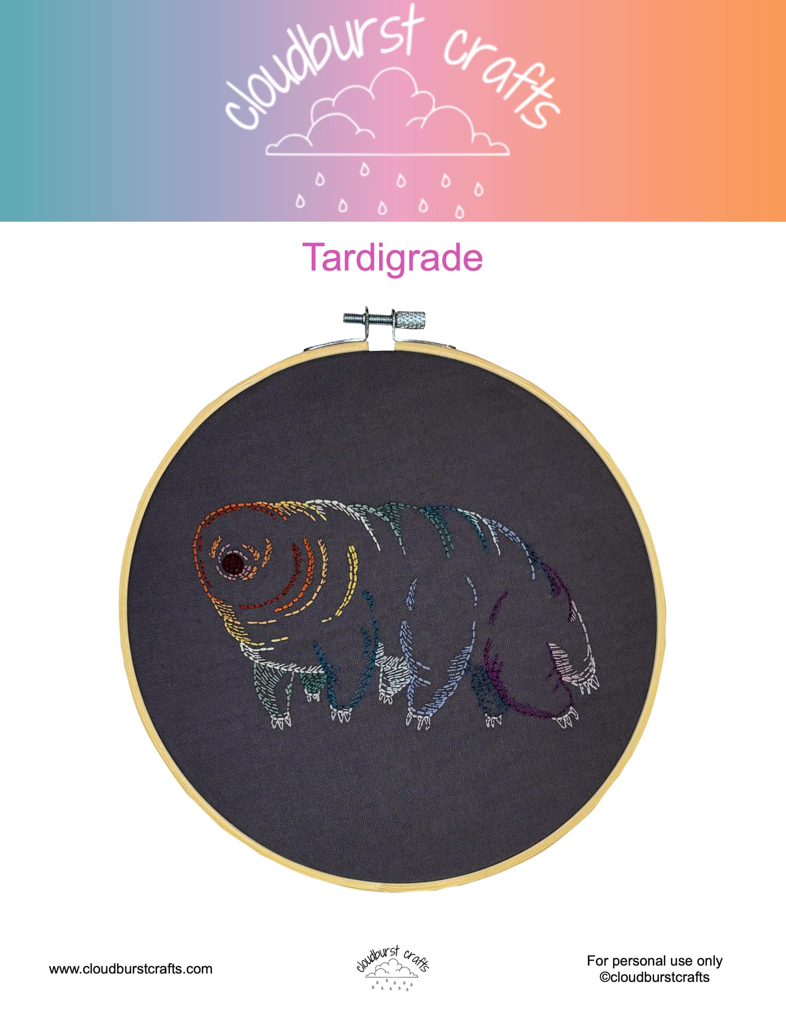 TARDIGRADE Embroidery PDF Pattern – Instant Download Featuring Original ...