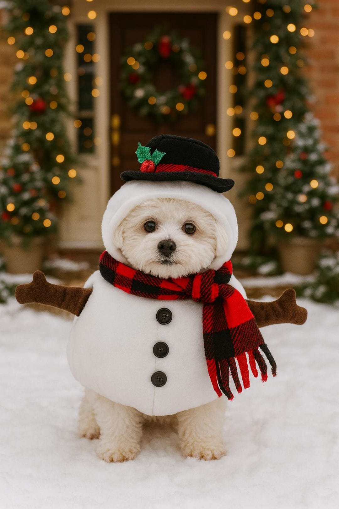 Snowman Dog Costume S-XL, Funny Christmas Outfit With Hat & Scarf ...