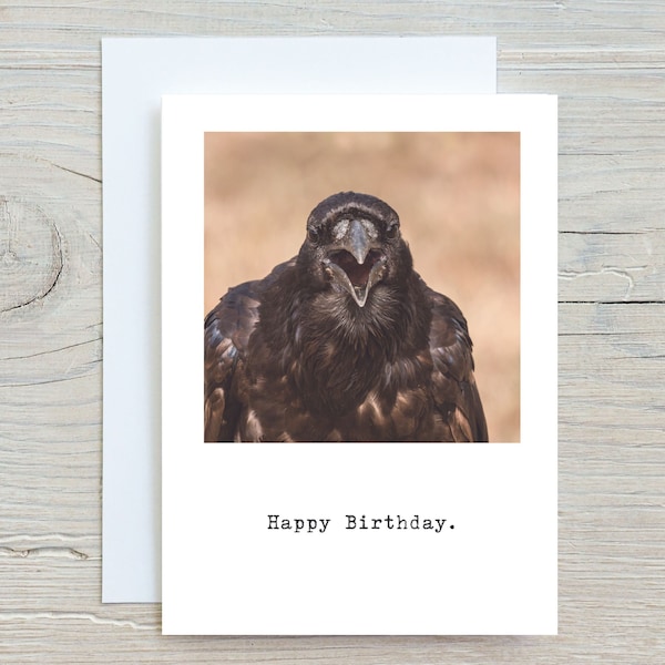 Crow Happy Birthday Card - Etsy