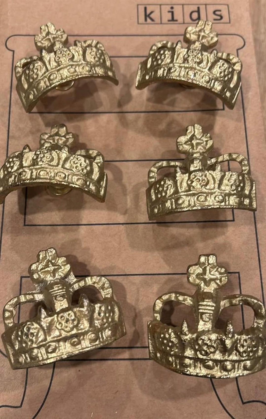 Golden Toned Crown Cabinet Knobs - Set of 6 - Etsy