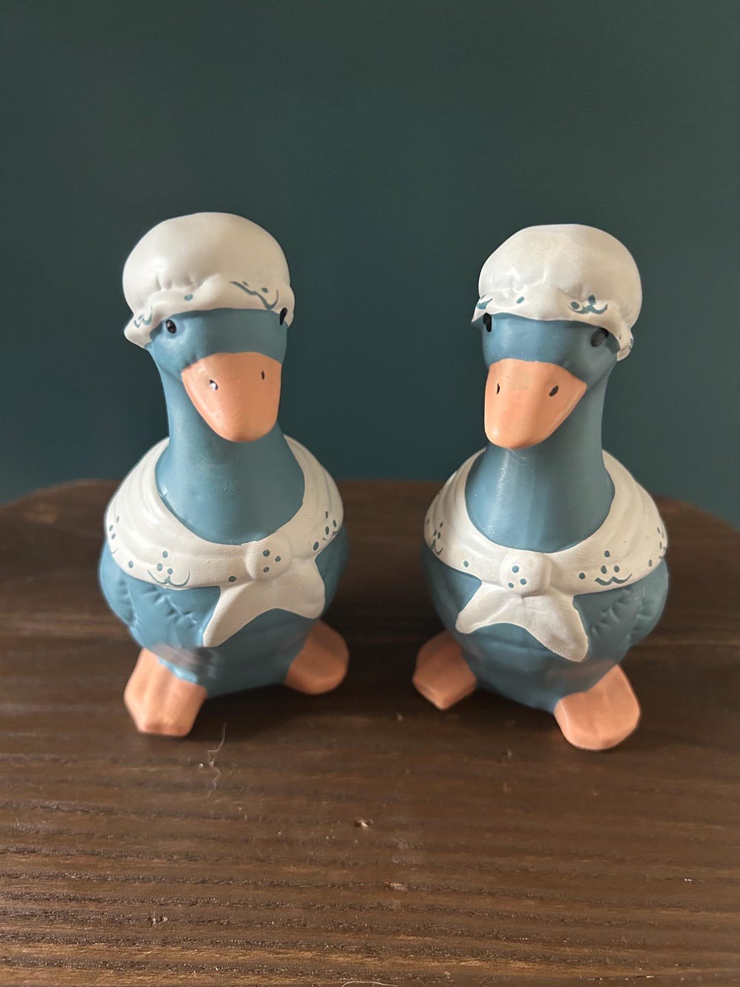 Vintage Large Blue & White Goose/duck Salt and Pepper Shakers, Ceramic ...