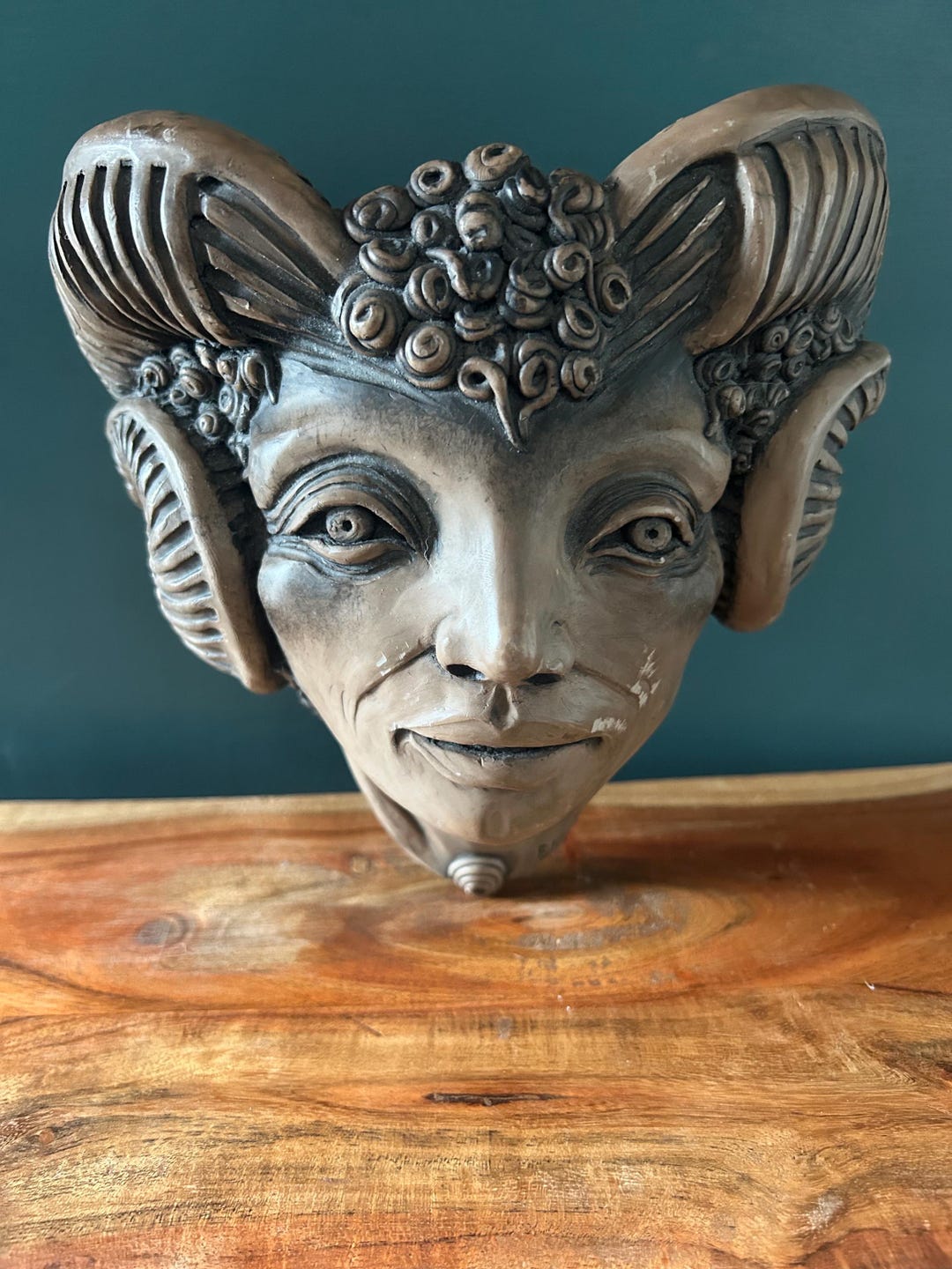 Whimsical Fantasy Satyr Wall Planter / Indoor-outdoor/stone Look Head ...