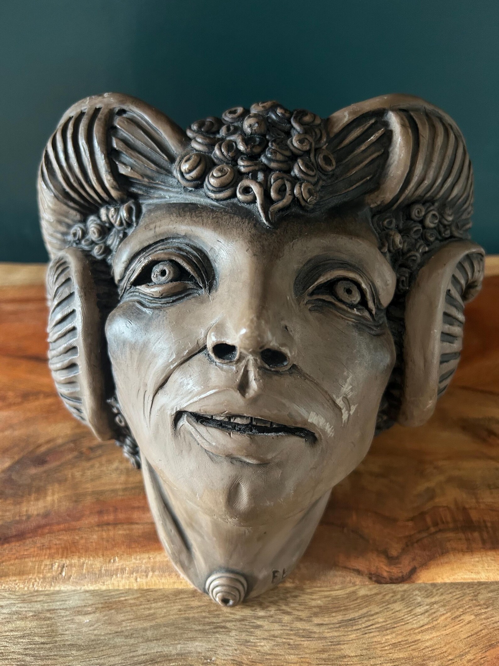 Whimsical Fantasy Satyr Wall Planter / Indoor-outdoor/stone Look Head ...