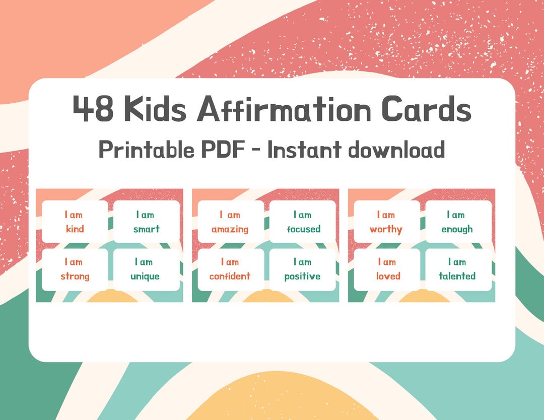 48 Kids Affirmation Cards Printable, Affirmation Cards Digital ...