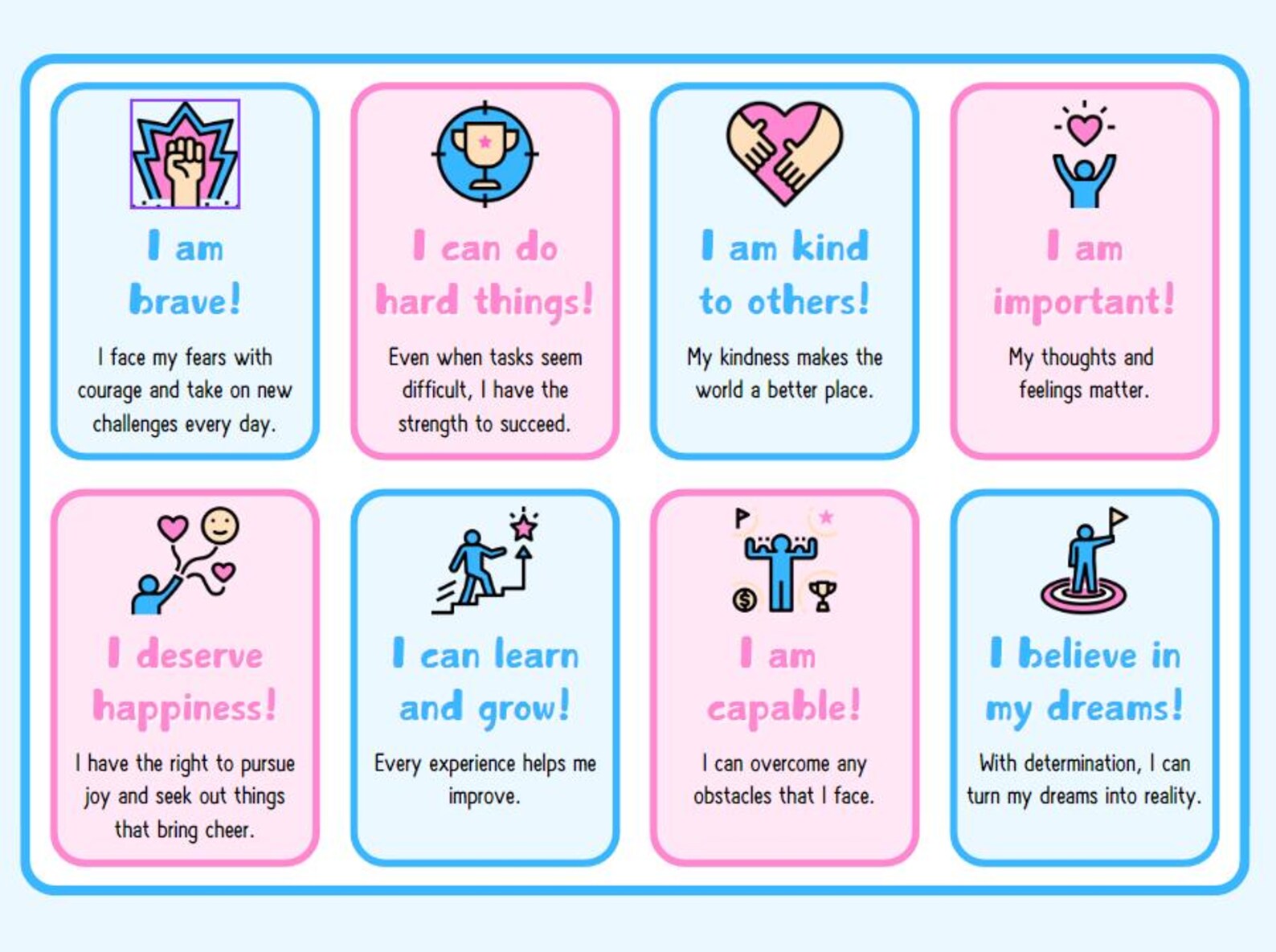 24 Affirmation Cards for Kids, Affirmation Cards Printable, Affirmation ...