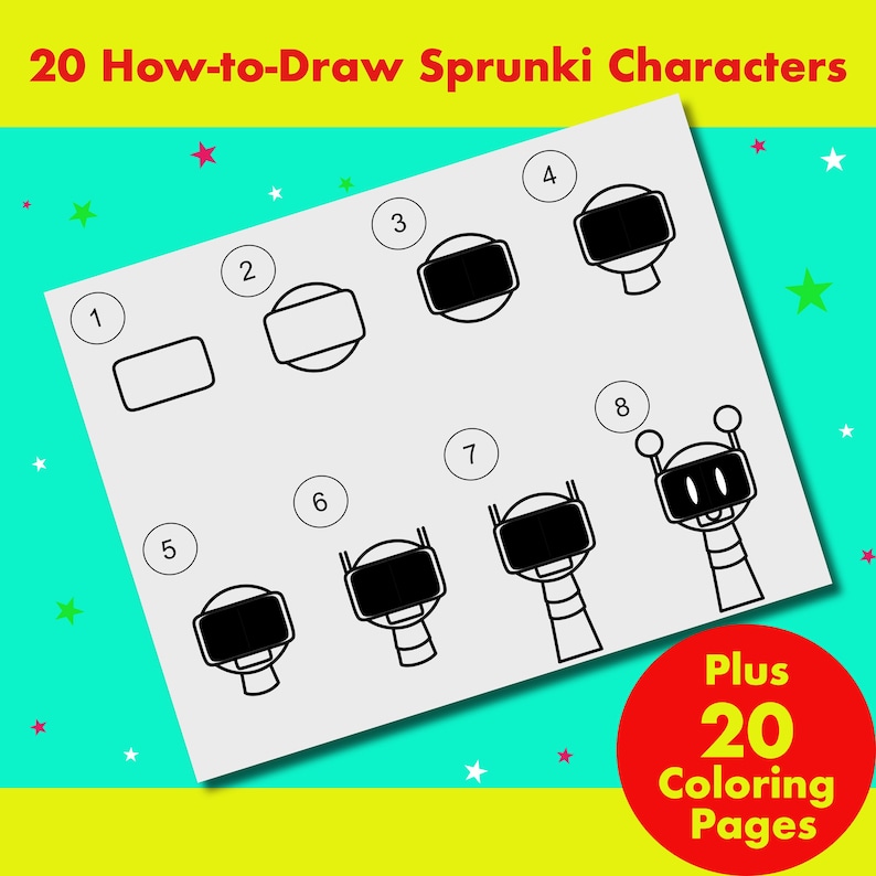 Sprunki All 20 How-to-draw Pages of Incredibox Sprunki, Plus 20 ...