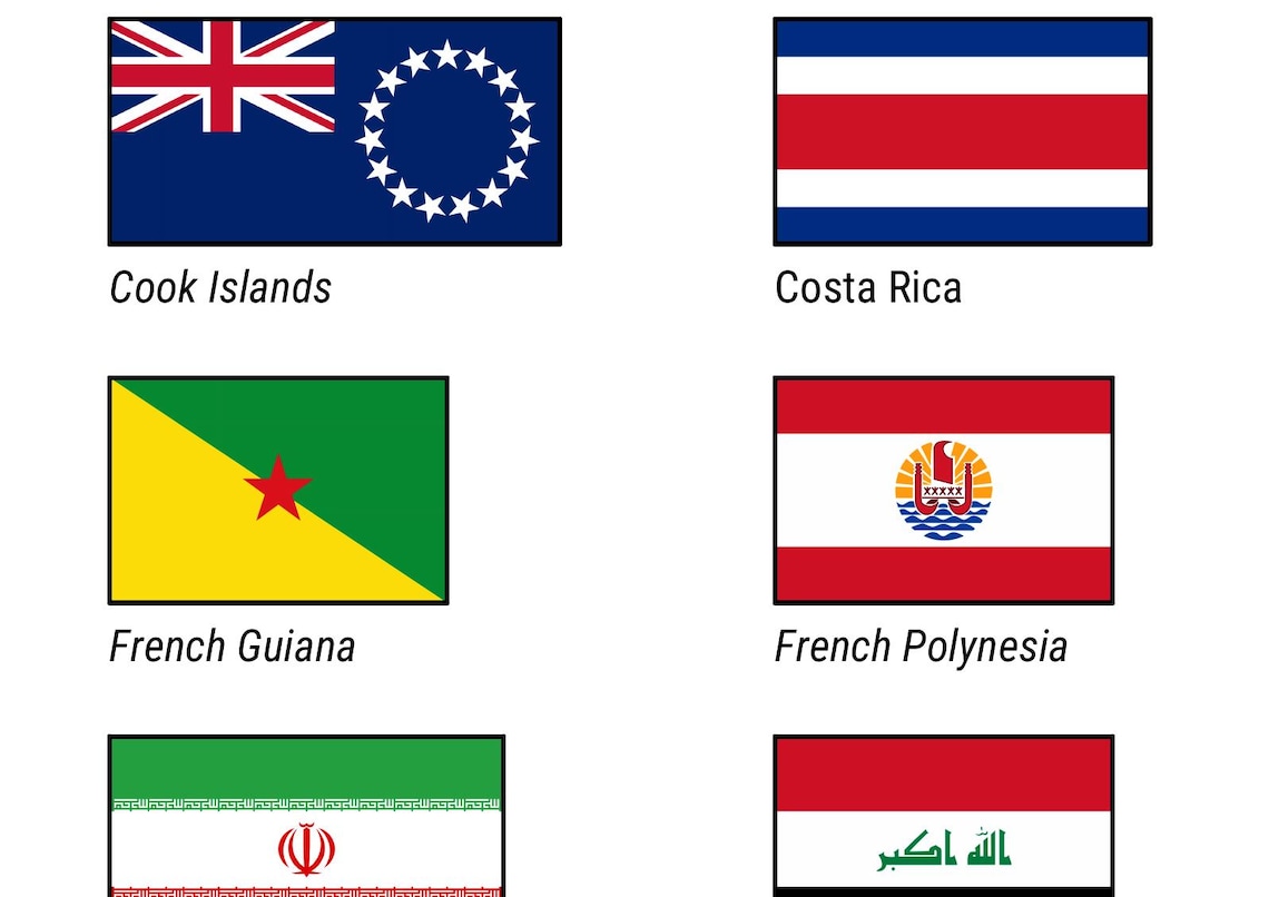 World Map & Flags Poster | High-resolution Digital Download | White ...