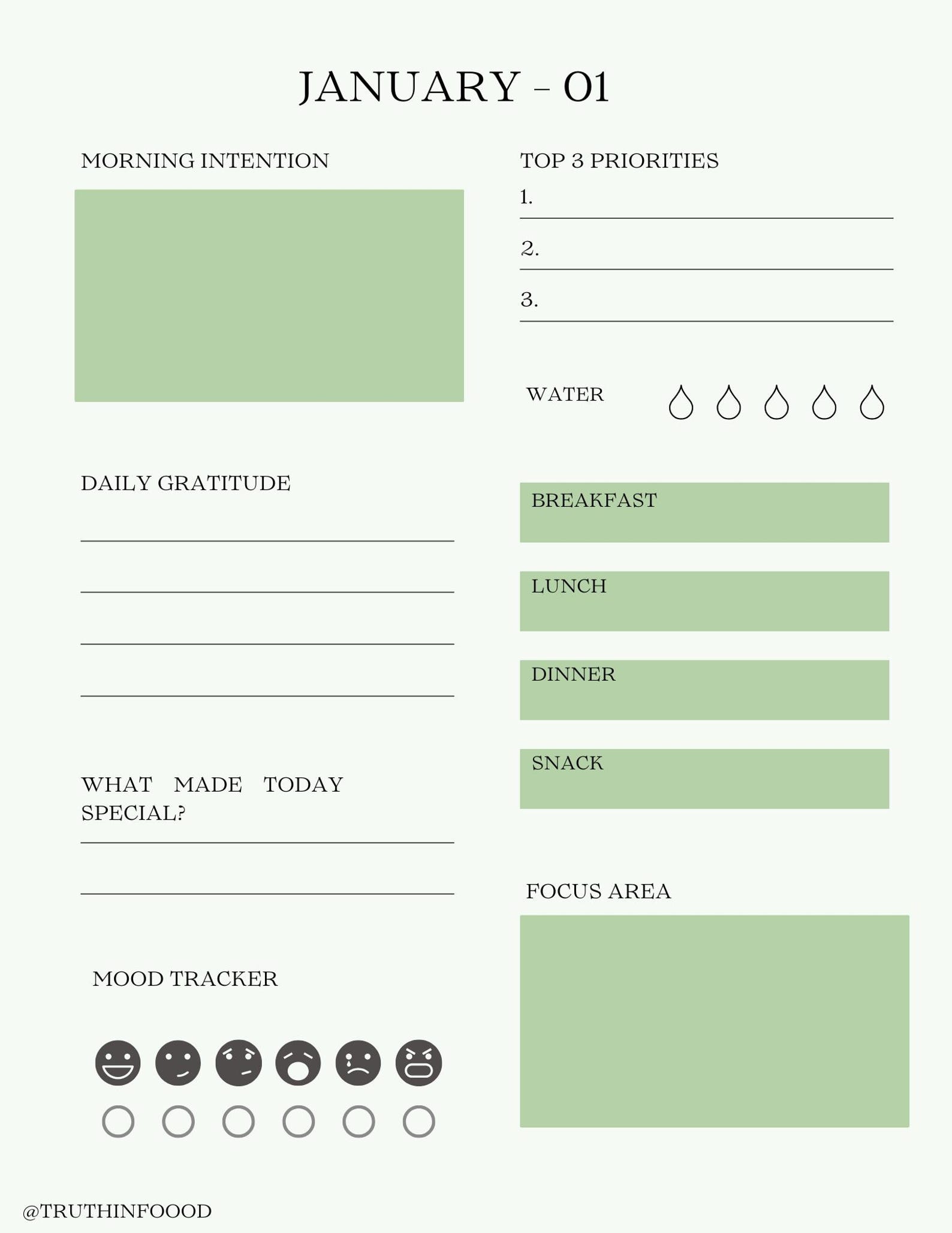 Minimalist Daily Planner Printable | 12 Undated Pages for Year-round ...