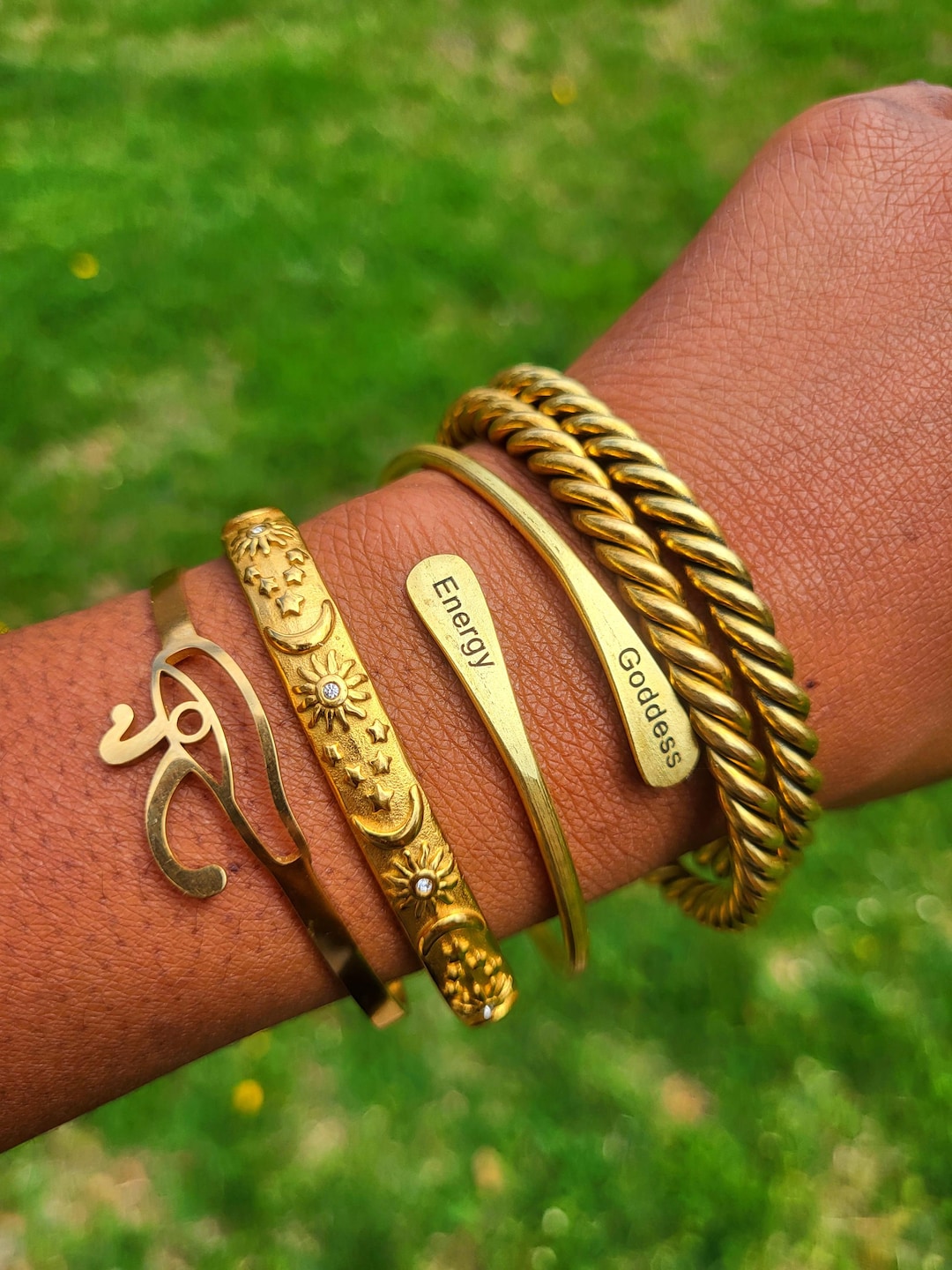 Goddess Energy Bangle, Raw African Brass Bangles, Stackable Bracelets ...