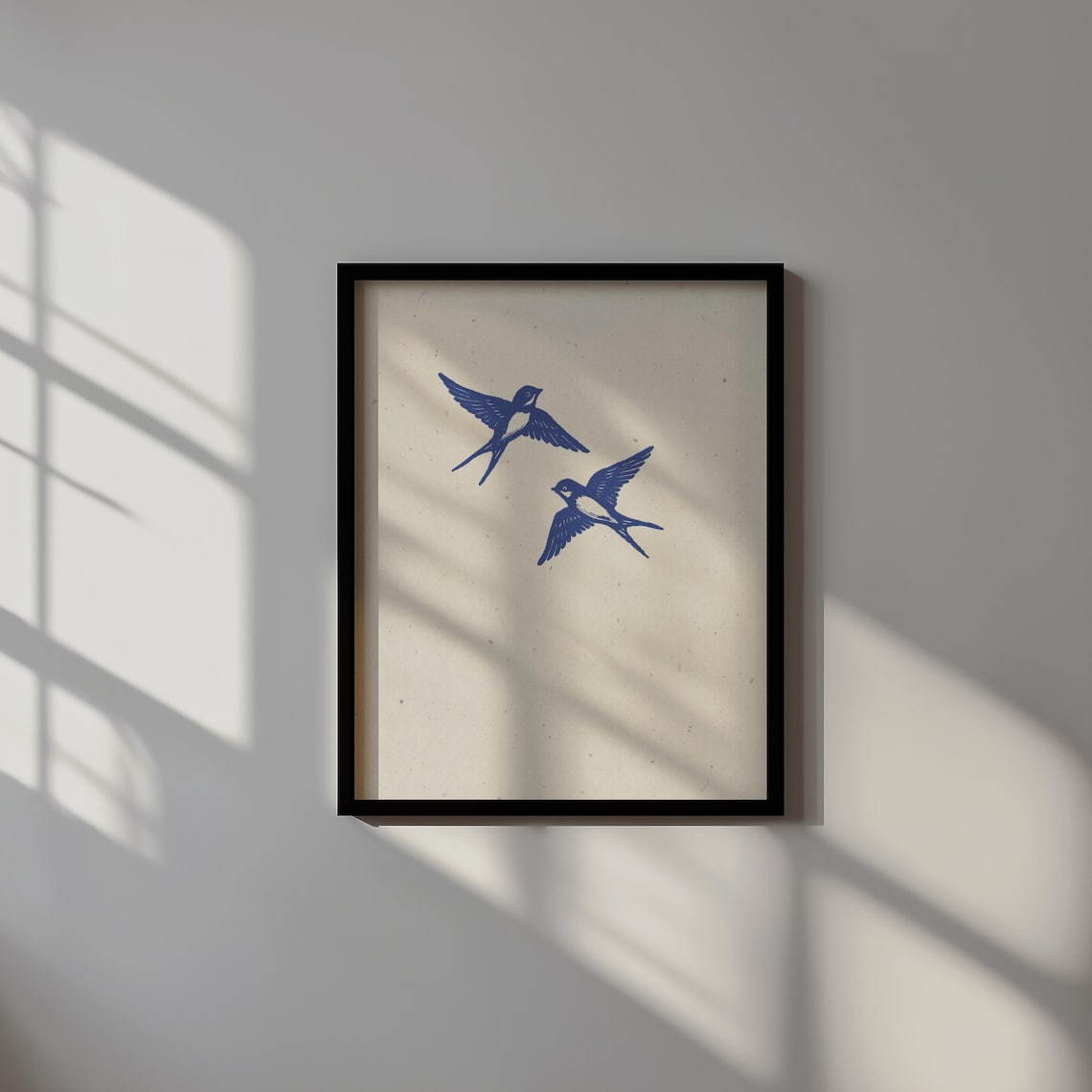 Blue Swallow Birds Art Print, Blue and White Wall Art, Minimalist ...