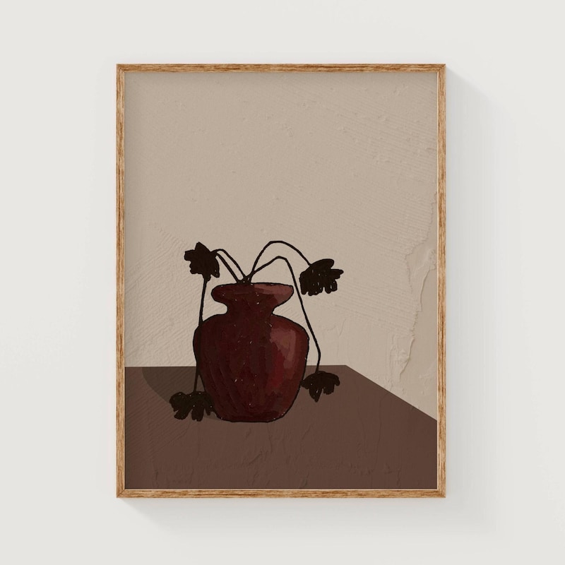 Dark Red Flower Vase - Etsy UK