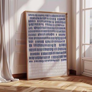 Navy Blue Minimal Abstract Wall Art, Blue Digital Art, Blue Living Room ...