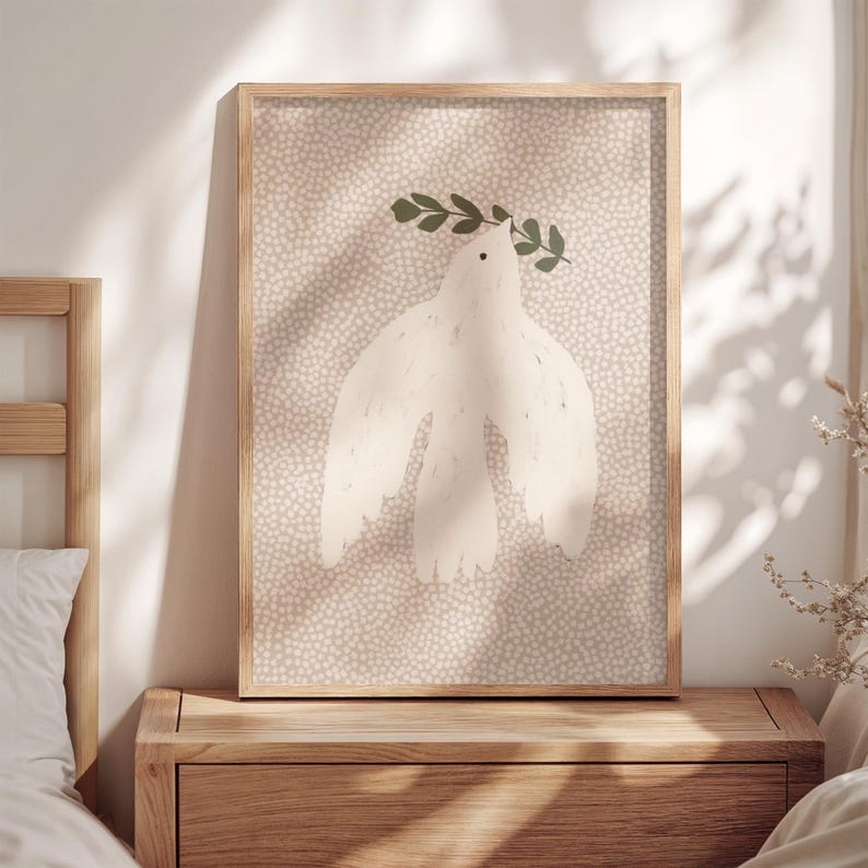 Dove Downloadable Art Print, Minimalist Peace Dove Painting, Dove Wall ...