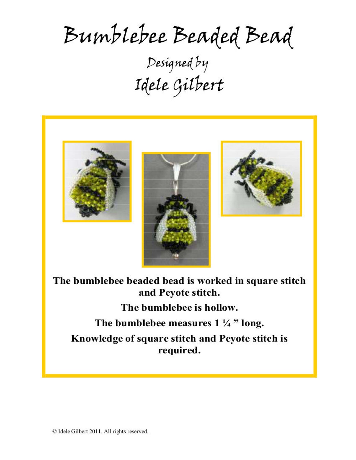 Three Dimensional Bumblebee Beaded Bead Tutorial - Etsy