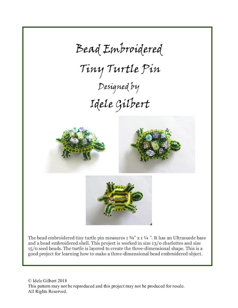 Bead Embroidered Tiny Turtle Pin Tutorial - Etsy