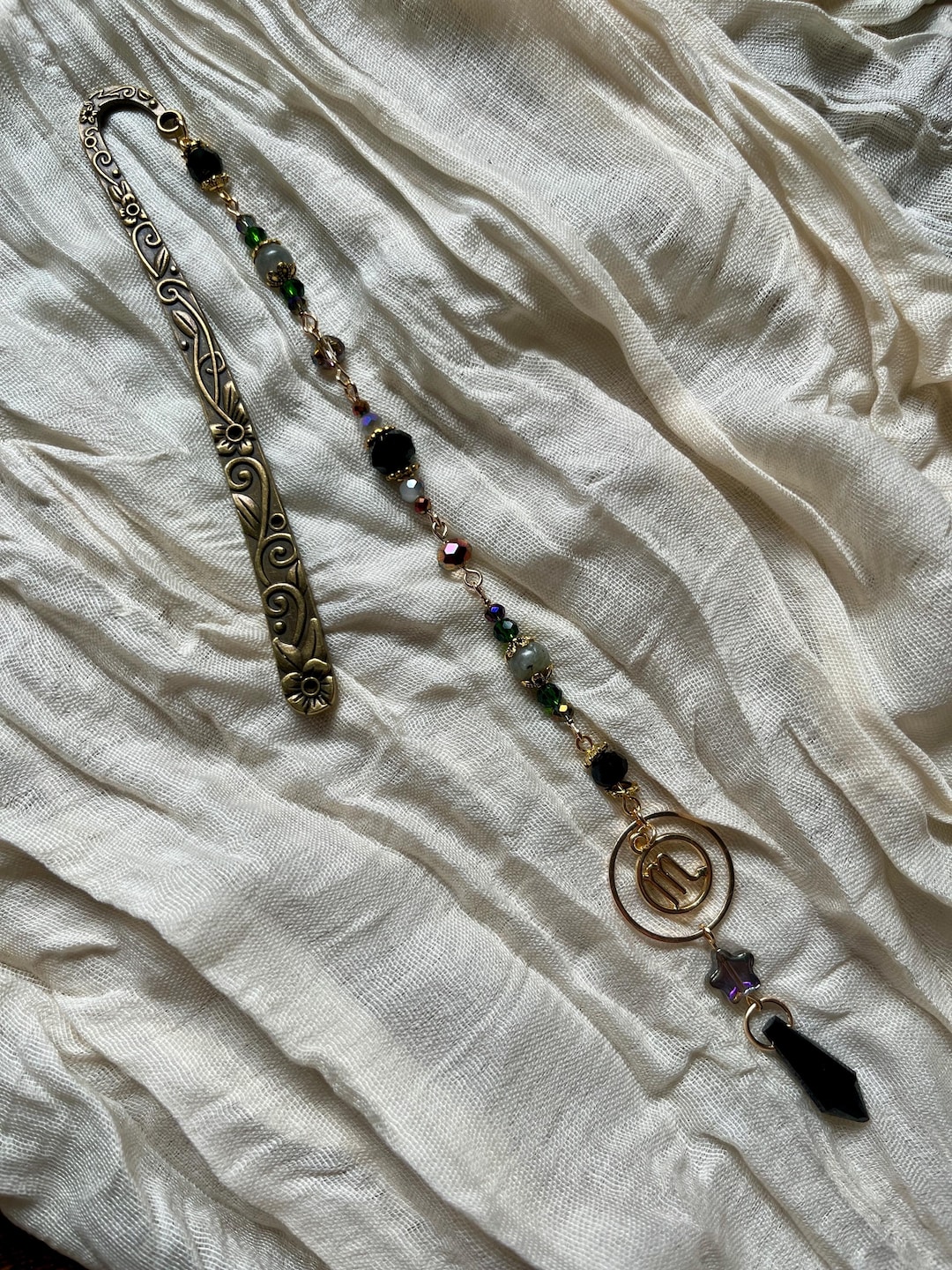 Scorpio Zodiac Bookmark, Decorative Beaded Metal Bookmark, Bookshelf ...