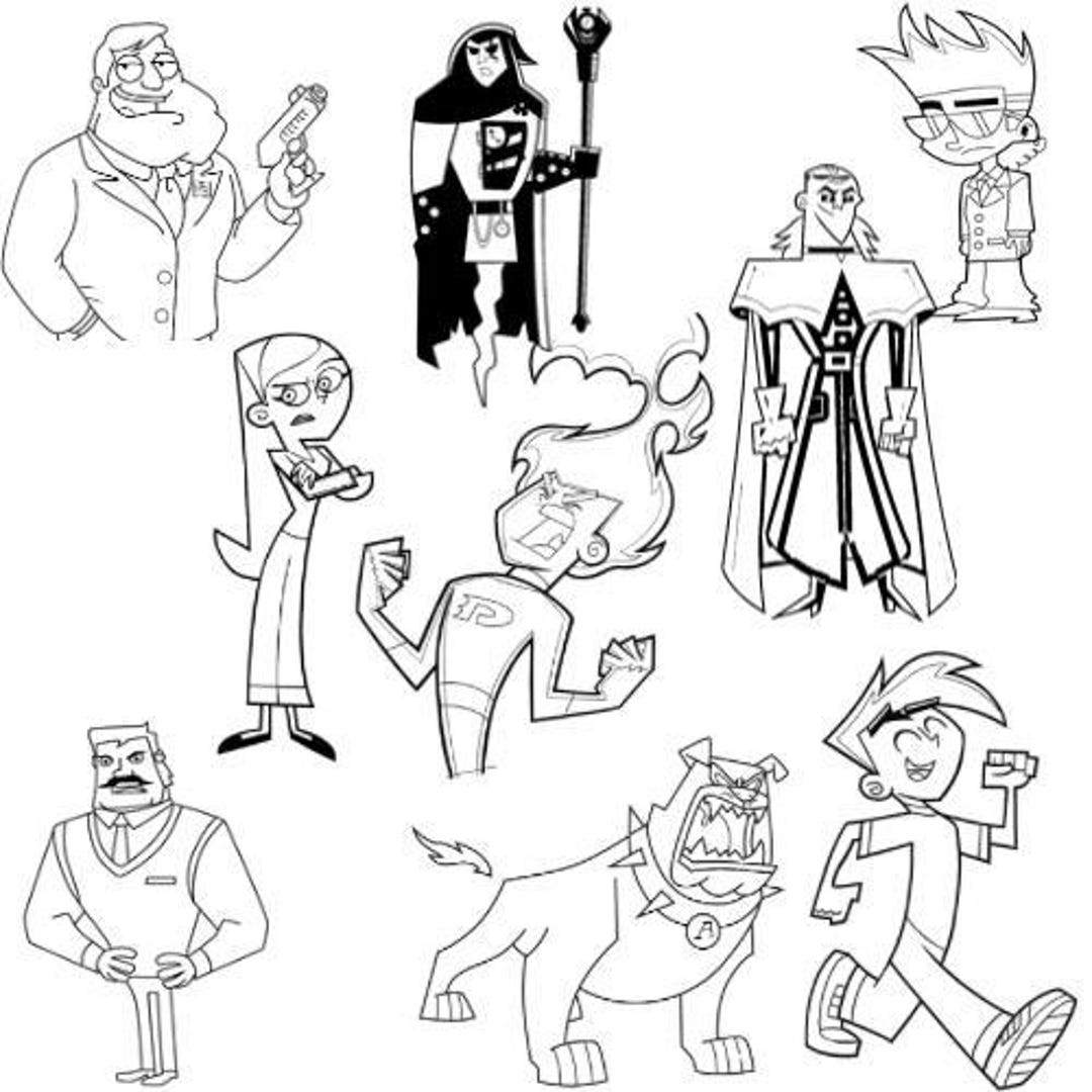 Danny Phantom Black and White SVG | Line Art Ghost Boy SVG | Cartoon ...