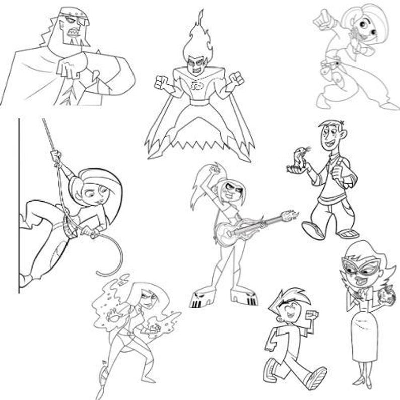 Danny Phantom Black and White SVG | Line Art Ghost Boy SVG | Cartoon ...