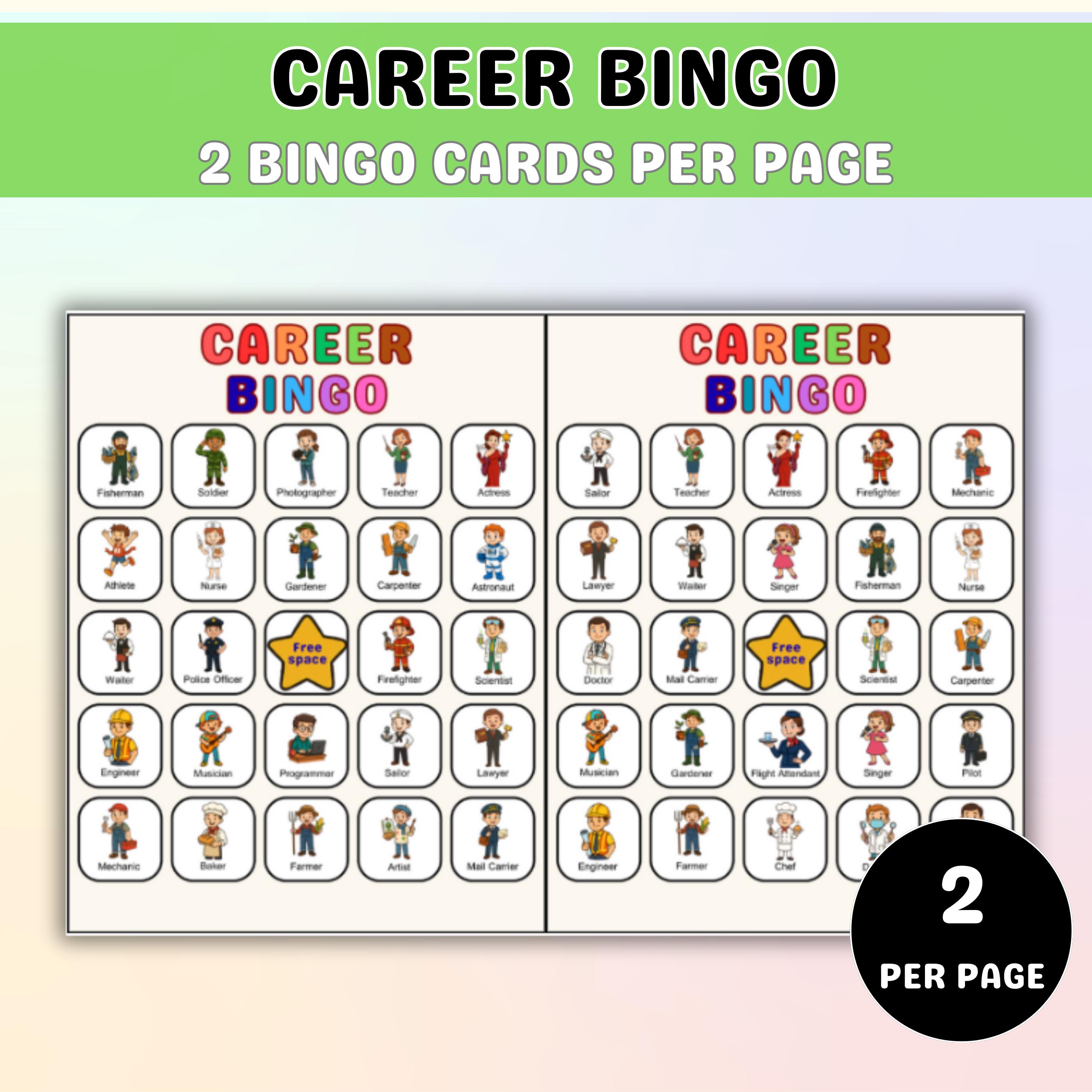 Career Bingo Game: 50 Unique Boards, ESL Classroom Activity (PDF ...