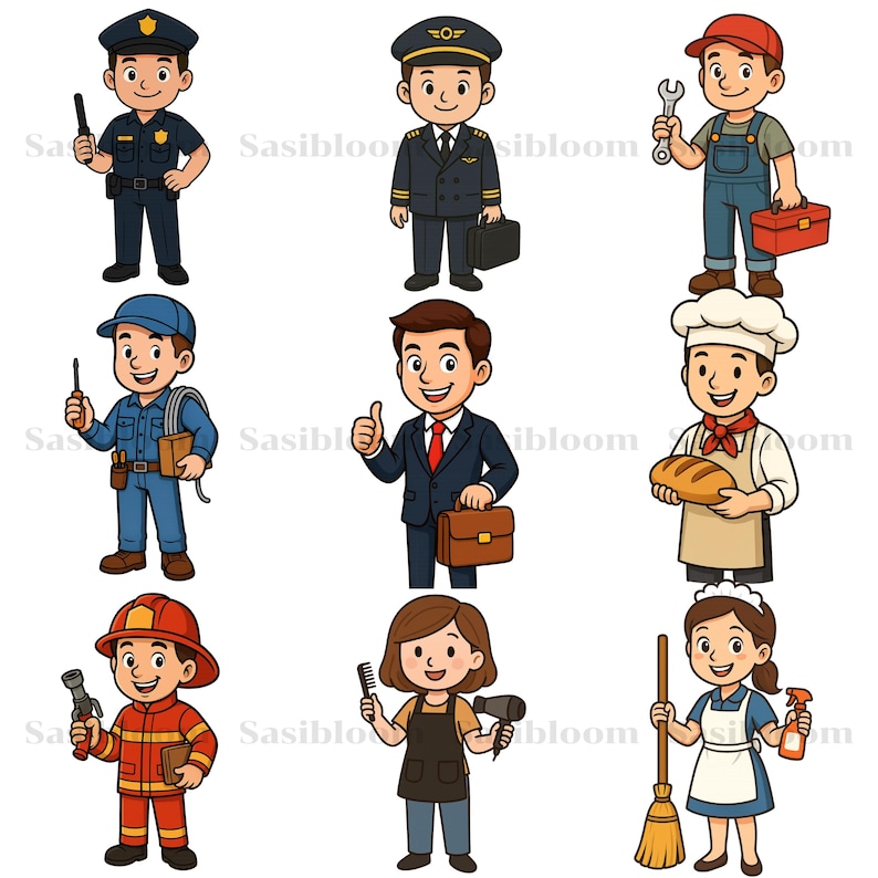 47 Career Cliparts - Community Helpers & Occupation Characters PNG - Etsy