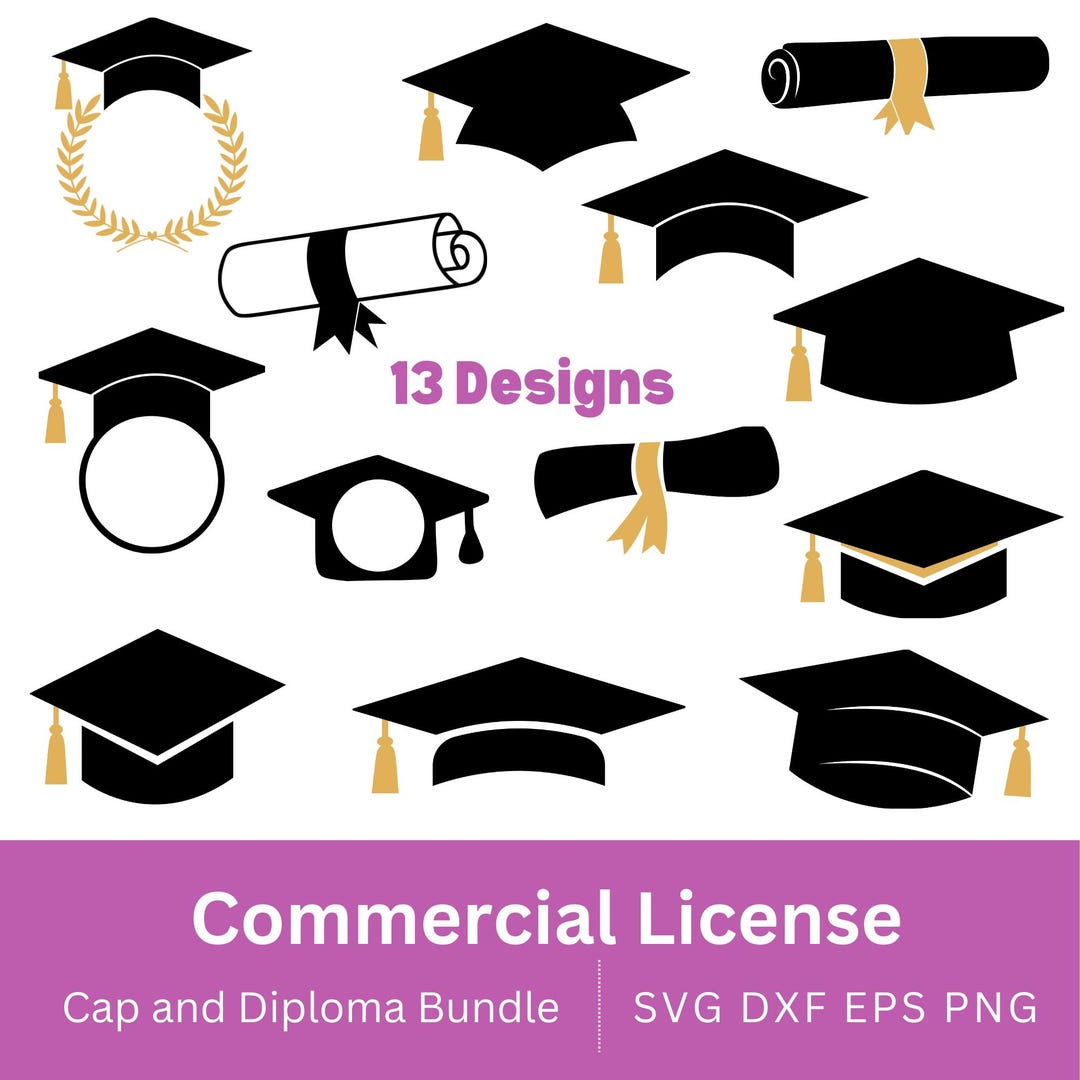 Cap and Diploma Digital Bundle. 13 Unique Designs. Instant Digital ...