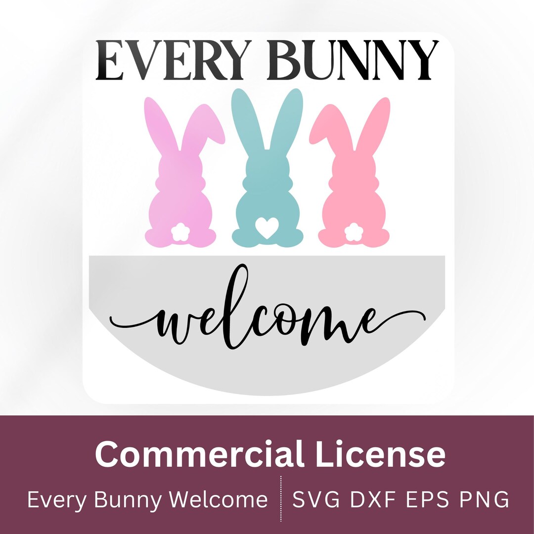 Easter Bunny Welcome Sign. Pastel Bunny Trio Cut File, Modern Farmhouse ...