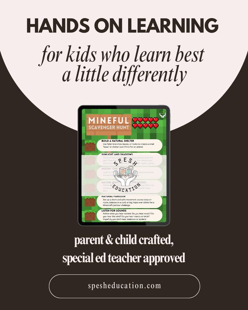 Minecraft Style Hands-on Learning Mindfulness Worksheet ...