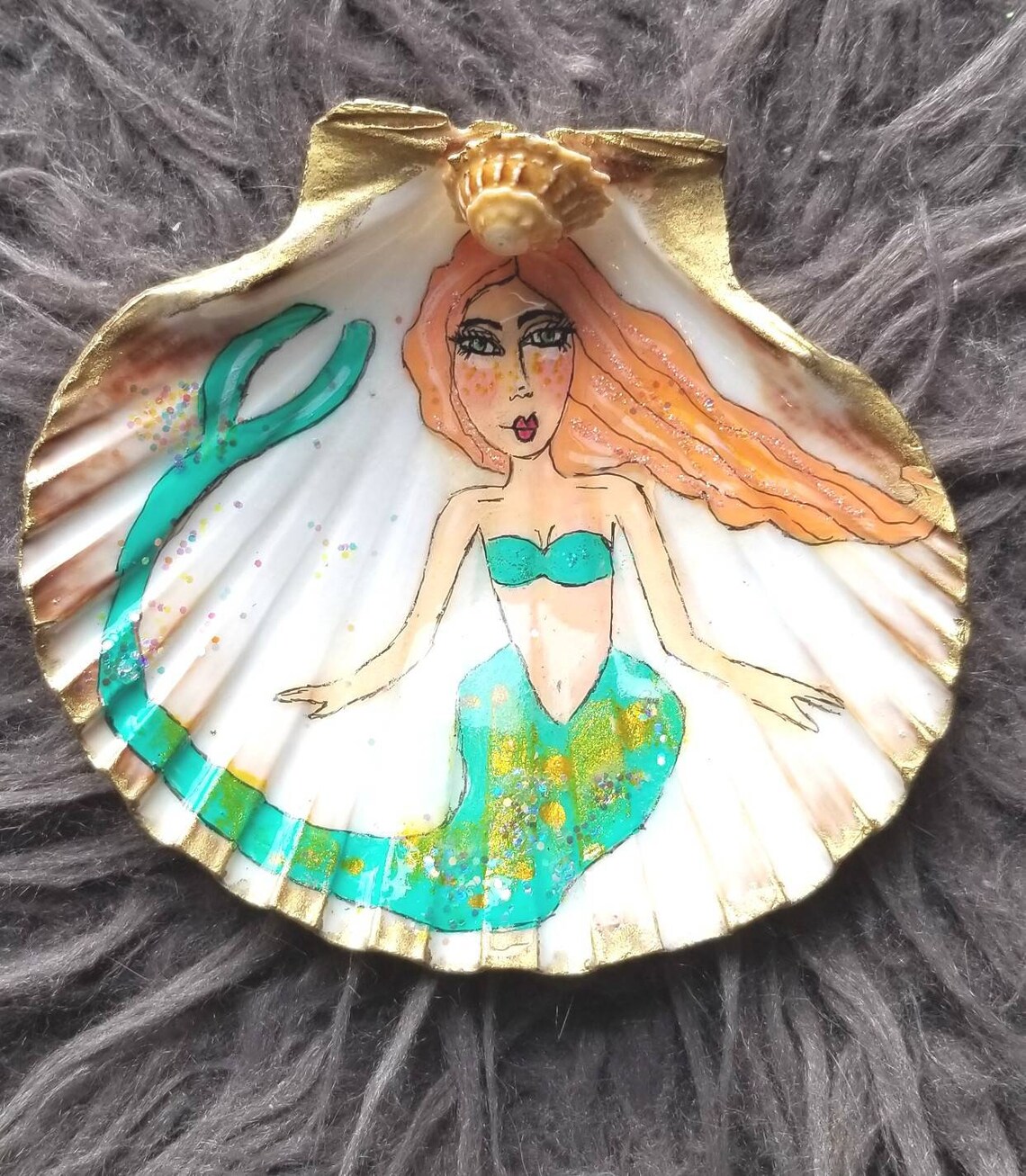 Handpainted Mermaid Sea Shell Seashell Sealed in Art Resin | Etsy
