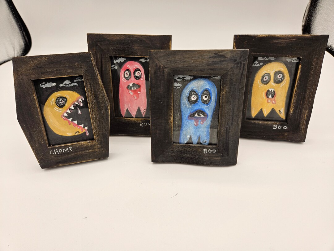 Pac-man's Revenge With Ghost Zombies Painting Original Watercolor Art ...