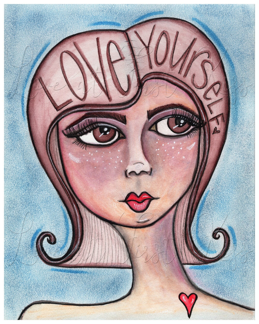Watercolor Painting Art Print - Love Yourself Inspirational Quote - Etsy