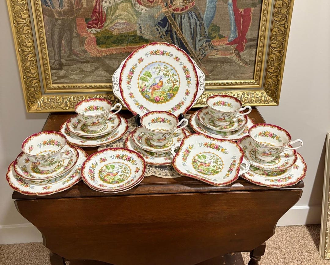 Royal Albert Chelsea Bird Bone China Tea Set – 19-piece Vintage England ...
