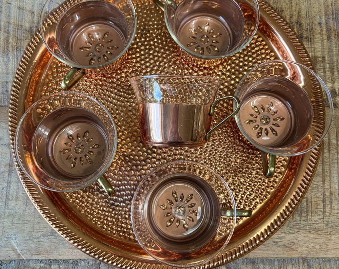 HB BO Svensk Copper Tea Cups, Sweden, Pair of Schott & Gen Mainz Jena ...
