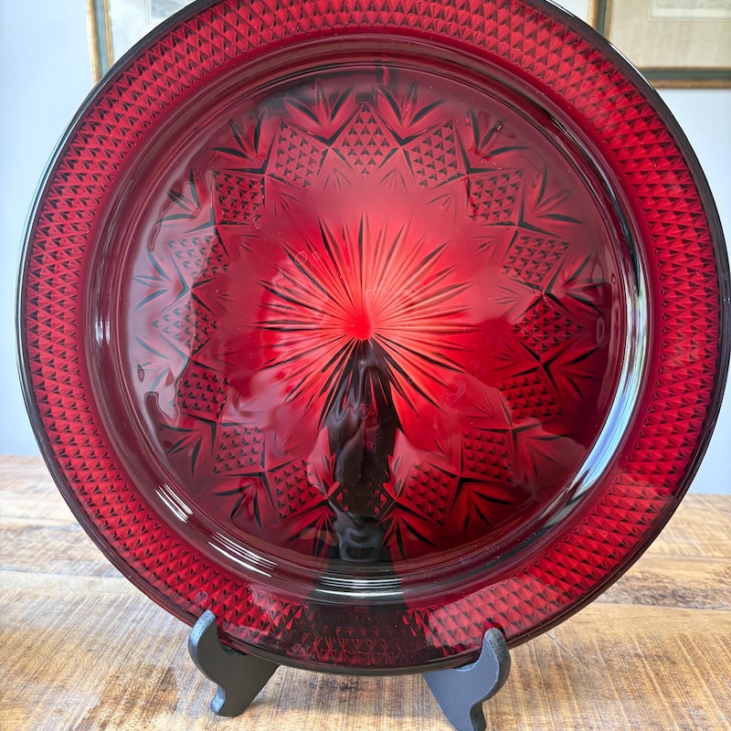 Ruby Glass Platter - Etsy