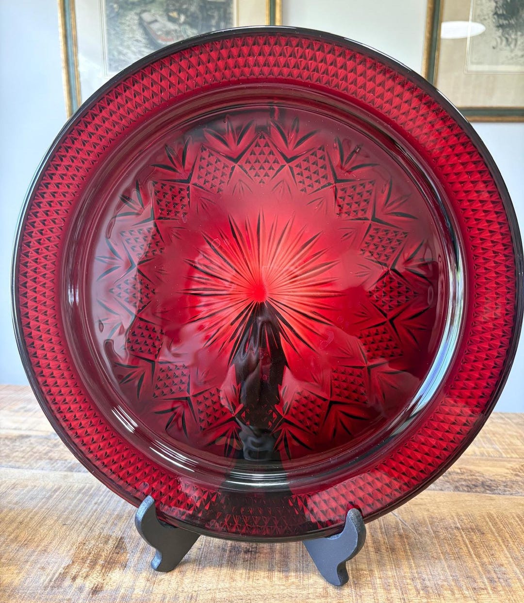Ruby Red Glass Serving Platter: Vintage Style Holiday Centerpiece - Etsy