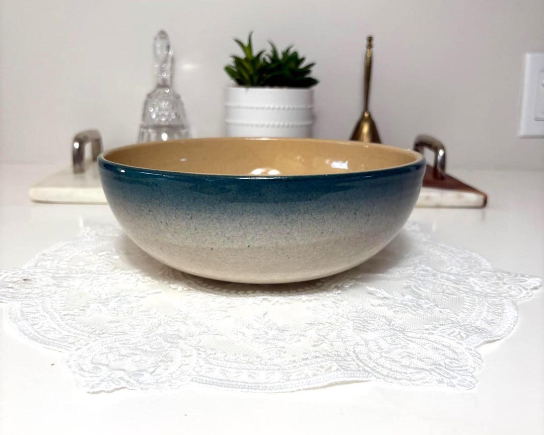 Vintage Medalta Pottery Mixing Bowl – Redcliff Alberta – Beige & Teal ...