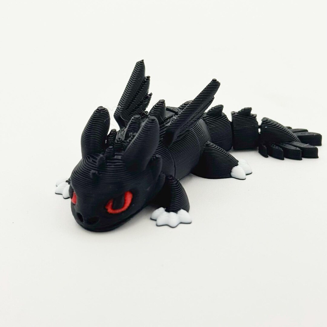 Toothless Night Fury, Flexi Articulated Dragon Fidget Toy, How to Train ...