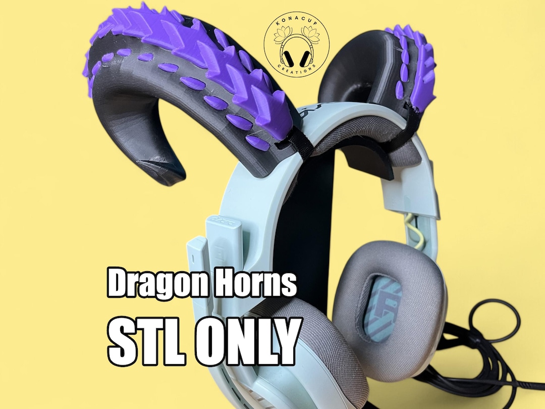 3D Print STL Cool Horns Headset Decor, Dragon Horns Headphones ...
