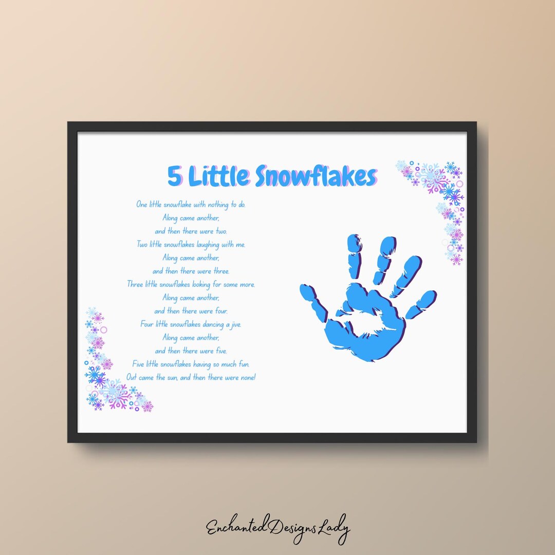 Five Little SNOWFLAKES Poem Handprint Snow Template Keepsake - Etsy