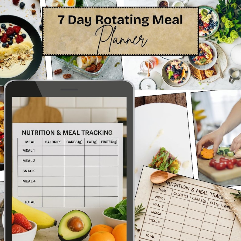 7-day Rotating Meal Planner Kit | Printable, Digital Weekly Meal ...