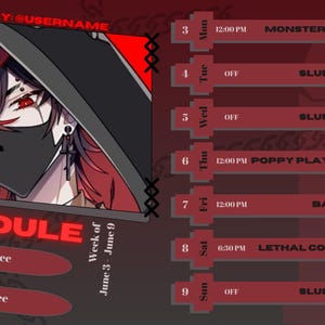 Punk Red Stream Schedule | Weekly Stream Schedule | Vtuber Pngtuber ...