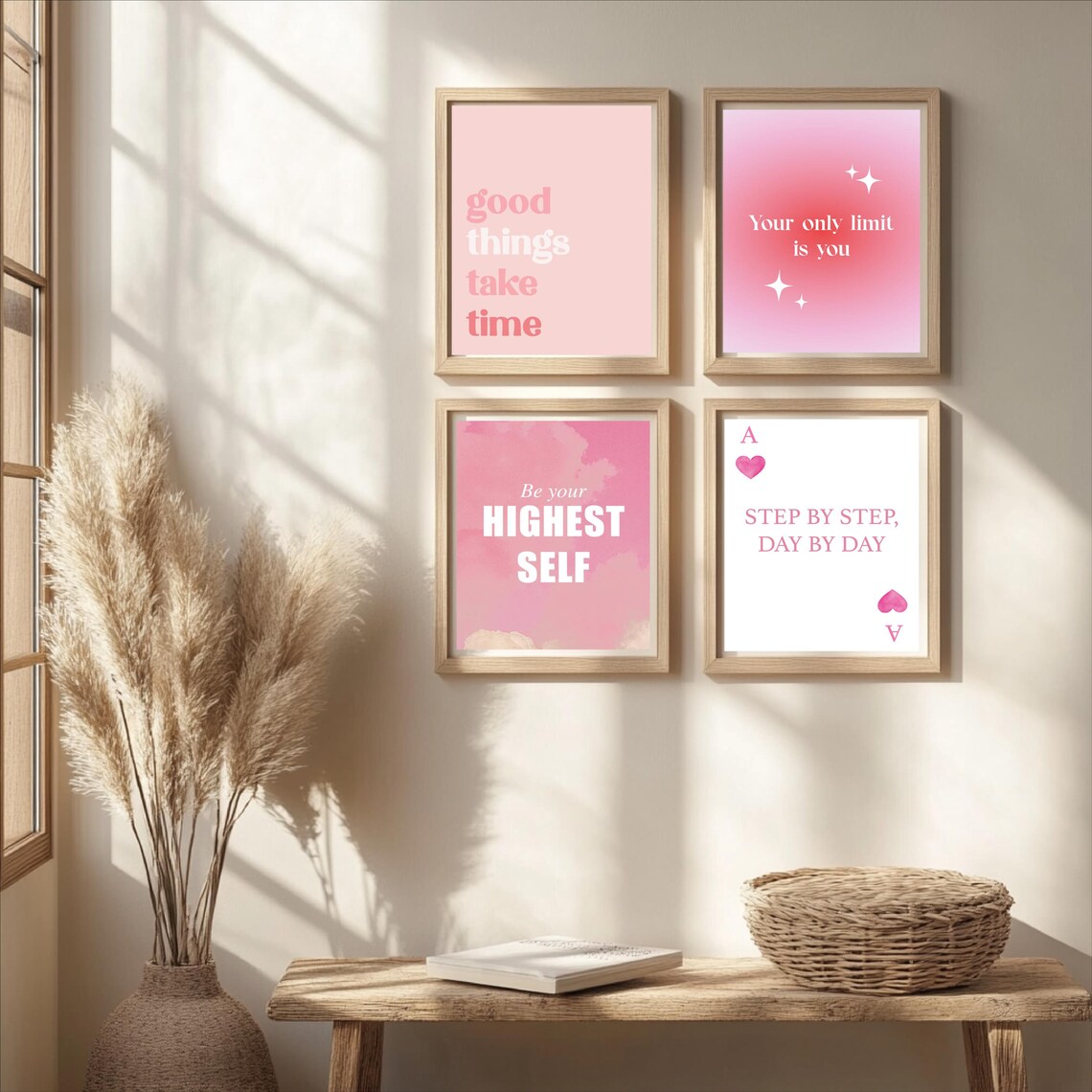 Pink Motivational Wall Art, Inspirational Room Decor, Posters for Girls ...